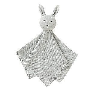 LAWKUL Baby Lovie Knit Newborn Babies Security Blankets Bunny Lovey Cuddly Comforter Safe Loveys for Infant Boy Girl Grey