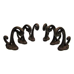 Cast Iron Coat Hat Hooks 3 Inch Set of 6 Double hook Rustic Antique Style