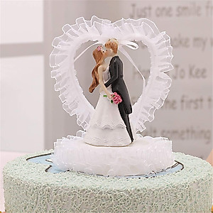 FULCLOUD 5.5inch Wedding Cake Toppers ,Romantic Bride Groom Love Cake Topper Figurines Resin Doll Ornaments ,Fun Cake Topper for Engagement Wedding Anniversary Decorations Gifts
