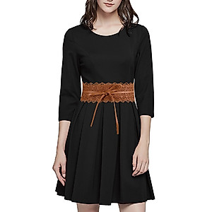 Toptim Women's Belt Bow Tie Wrap Faux Leather Band Corset 3-Pack (Black-Coffee-Beige)