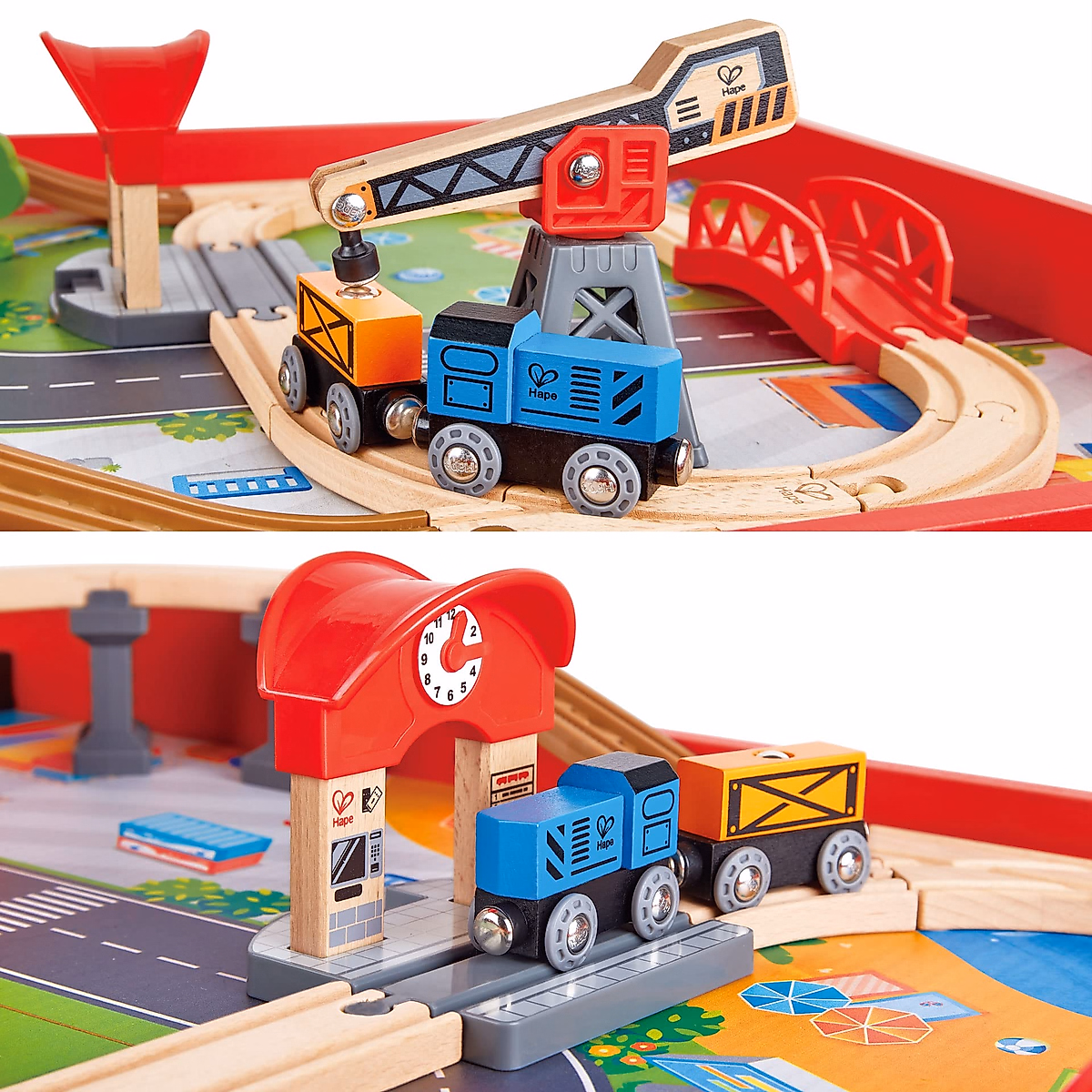 Hape Busy City Rail Set, Ride-On & Foldable Engine Table