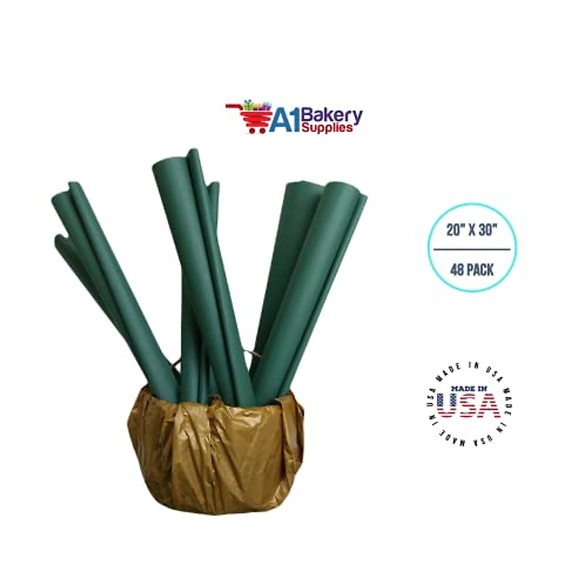 A1 Bakery Supplies Forest Green Gift Wrap Tissue Paper 20 Inch X 30 Inch - 48 Sheets Premium tissue paper