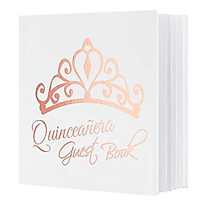Calculs Libro De Firmas para Quinceañera Guest Book 15th Quinceanera Party Favors 8.5” Rose Gold Book Polaroid Photo Album Decorations