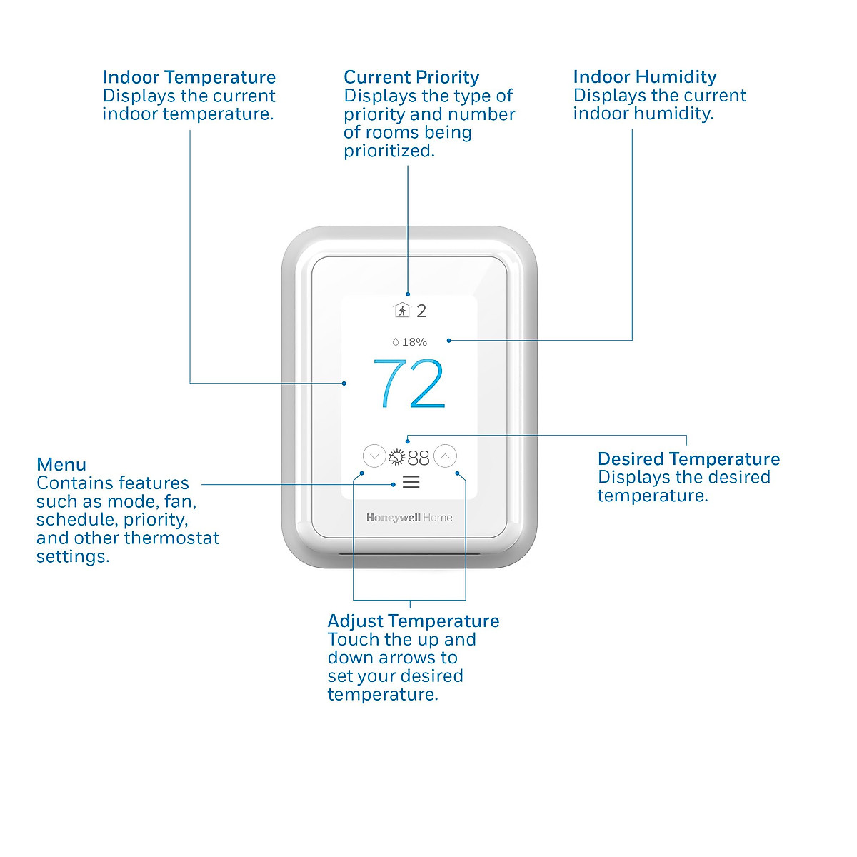 Honeywell Home T9 WiFi Smart Thermostat, Smart Room Sensor Ready, Touchscreen Display, Alexa and Google Assist