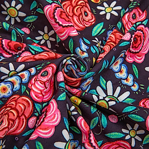 LovinPet Big Dog Pajamas, Base Layer Dog Pjs Under Dog Sweater, UV & Post Operative Protection High Collar Dog Jumpsuit, Stretchable Plenty Roses Black Prints Large Dog Jammies XL