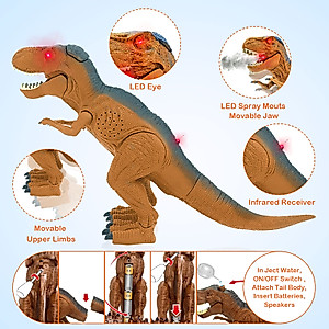 HYRENEE Remote Control Dinosaur Toy for Kids,Walking Dinosaur T-Rex Toy with Lights,Sounds & Spray, Realistic Walking Tyrannosaurus Rex Toy, Dinosaur Toys for Kids 3-5 5-7