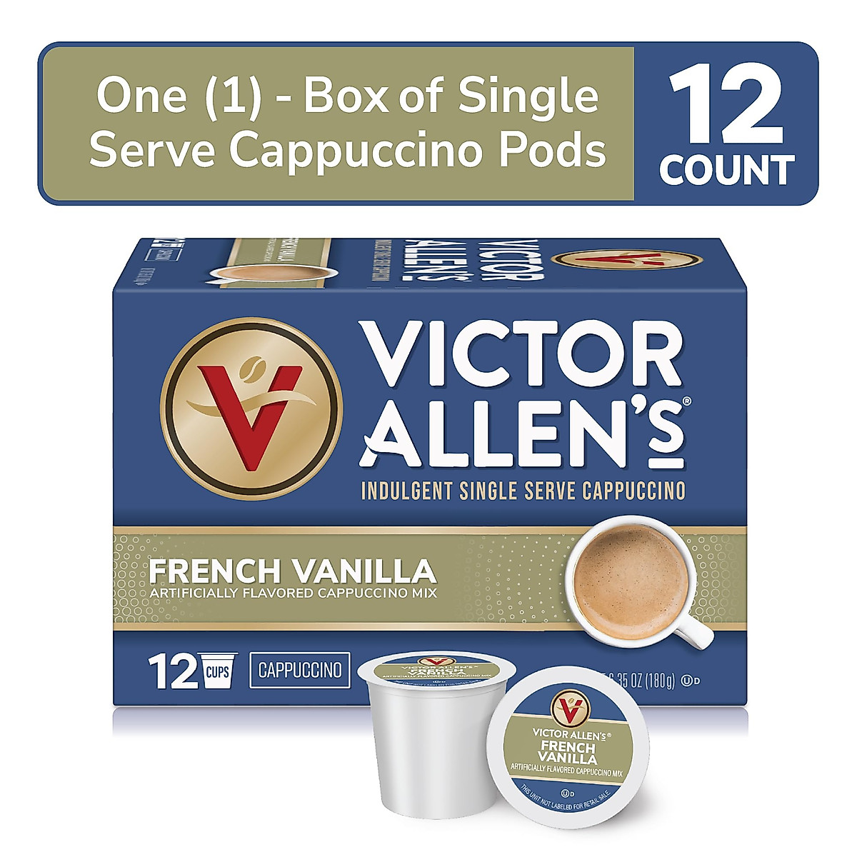 Victor Allen's Coffee French Vanilla Flavored Cappuccino Mix, 12 Count, Single Serve Coffee Pods for Keurig K-Cup Brewers