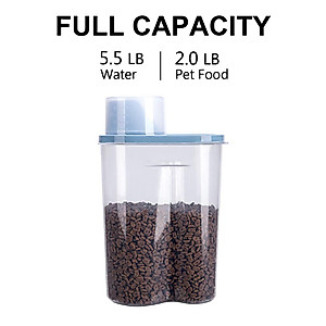 GreenJoy 2 Pack 2lb/2.5L Pet Food Storage Container with Measuring Cup, Can Covers and Bowl for Small Dog, Cat, Waterproof-BPA Free