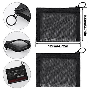 WLLHYF 10 Pieces Mesh Cosmetic Bags, Black Mesh Makeup Bags Mini Zipper Toiletry Bag Cosmetic Stationery Case Storage Nylon File Folders Waterproof Zipper Pouches for Office Travel School Supplies