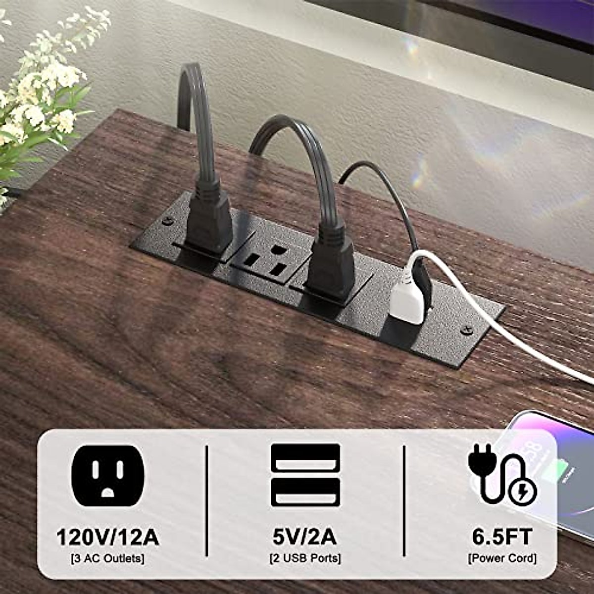 L Shaped Desk with File Cabinet & Power Outlet, 55 Inch Large Corner Computer Desks with LED Strip, L-Shaped Computer Desk with Drawers and Storage Shelves for Home Office, Espresso