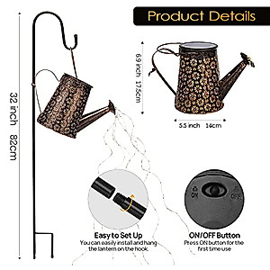 PoCare Watering Can Lights Solar Powered, 90 LEDs Retro Metal Kettle Lights Garden Decor Hanging Waterproof Solar Lights for Outdoor Pathway Yard Lawn Patio Party Decorations with Hook