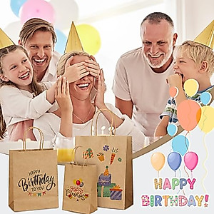 Moretoes 150pcs Brown Kraft Paper Bags with Handles Bulk - Assorted Sizes Gift & Retail Bags for Small Business, Party Favors