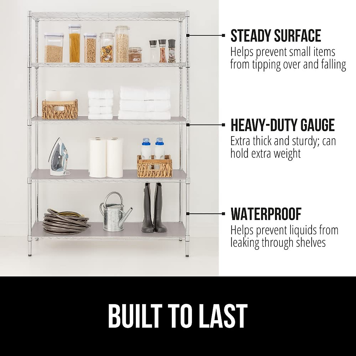 Gorilla Grip Wire Shelf Liner Set of 4 and Ribbed Drawer Liner, Wire Shelf Liner Size 18x36 in Charcoal, Mat Covers, Drawer Liner Size 17.5x20 in Gray, Strong Grip Liners for Drawers, 2 Item Bundle