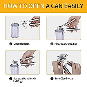 SODIAL Steel Can Opener Food-Safe with -in Opener,Can Opener Handheld