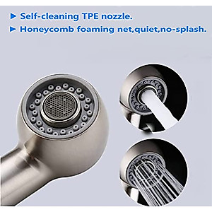 kitchen faucet head replacement,G1/2 or 13/16inch Pull Out Sprayer Head for Kitchen Sink 2-Function Faucet Spray Head Replacement parts Brushed Nickel