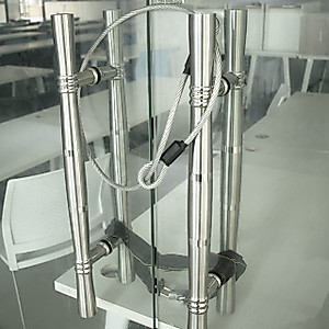 OMOTOOL Safety Lock Cable 8mm Braided Stainless Steel Tether Lanyard Bicycle Safety Cable Wire,Compatible with U-Lock,Padlock, Glass Door Lock