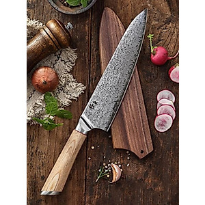 Aibote Handmade Natural Black Walnut Wood Japanese Gyuto Chef Knives Sheath Magnetic Knife Case Holder Protector Wooden Cover (A,9 inch)