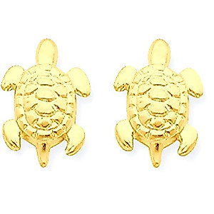 14K Yellow Gold Sea Turtle Earrings
