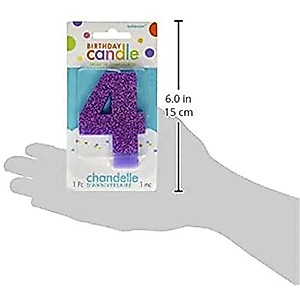 #4 Glitter Birthday Candle | Purple | Party Supply