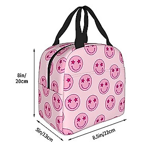 Eleploi Pink Smile Face Insulated Lunch Bag - Chic & Practical, Lunch Box For Office, Picnics, Outdoor Adventures