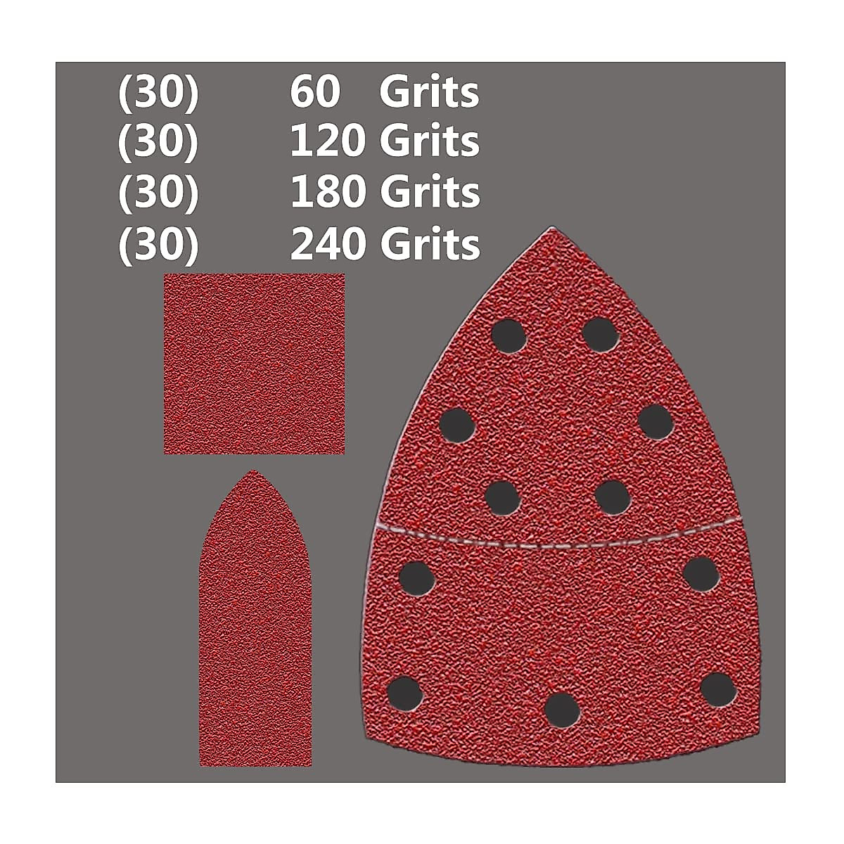 Dobetter 120Pcs Detail Sandpaper Sanding Paper Assortment, Mouse Sander Sandpaper Sheet Sanding Sheets 60 120 180 240 Grits Sandpaper for Detail Sander, Finger Sander -DSP-3