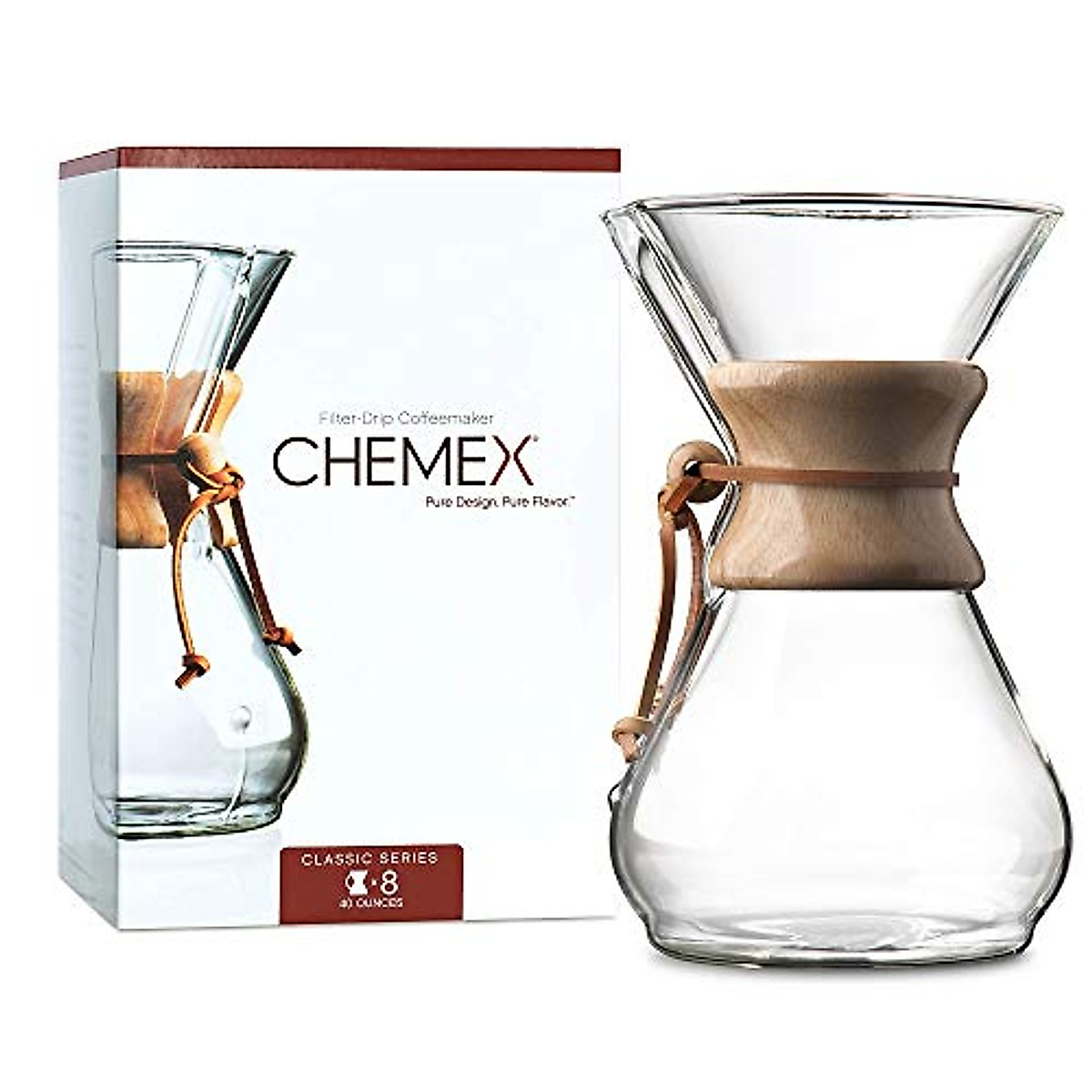 Chemex Pour-Over Glass Coffeemaker - Classic Series - 8-Cup - Exclusive Packaging