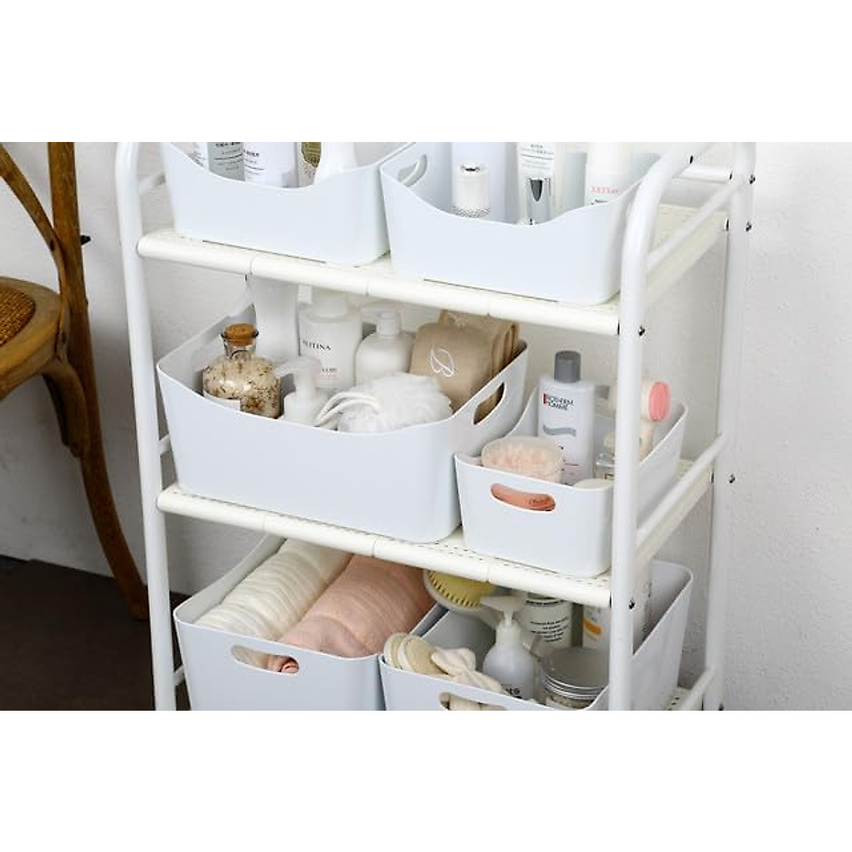 YBMHOME OPEN BIN STORAGE BASKET KITCHEN PANTRY, BATHROOM VANITY, LAUNDRY, HEALTH AND BEAUTY PRODUCT SUPPLY ORGANIZER, UNDER CABINET CADDY 2153 (Medium, White)