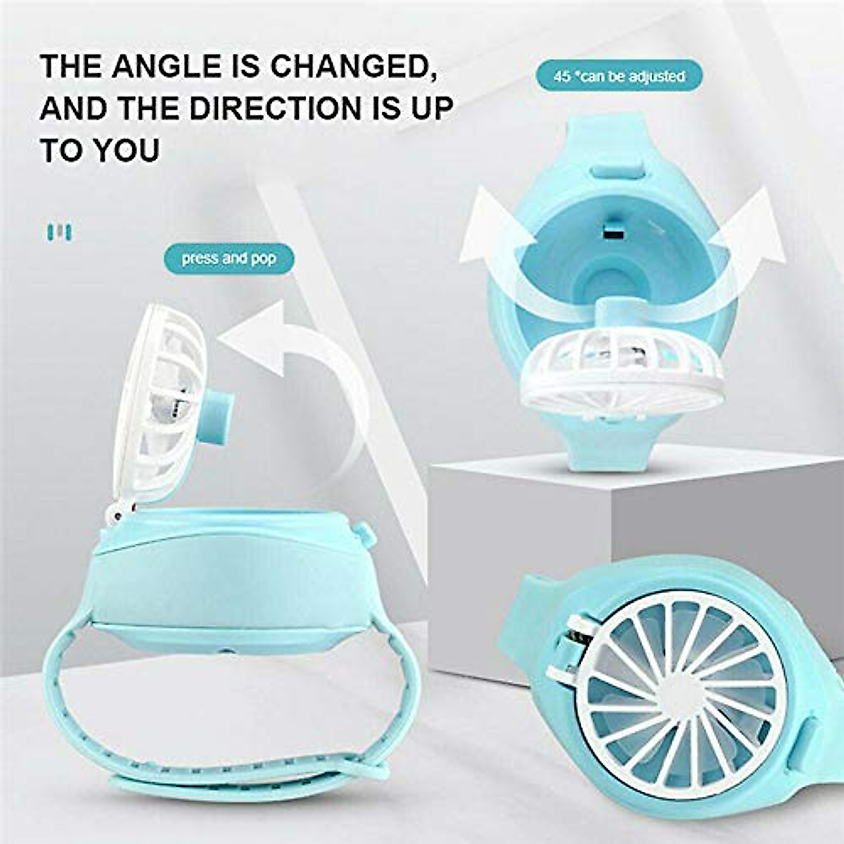 Nobranded Watch Mini Handheld Portable Fan with Comfortable Wrist Strap, Ultra-quiet Three-speed Electric Rechargeable Usb Folding Fashion Compact Small Fan, Office, Outdoor Travel Fan (green)