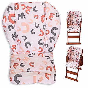 Twoworld High Chair Cushion, Large Thickening Baby High Chair Seat Cushion Liner Mat Pad Cover Breathable (Pink Letters)