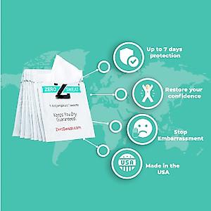 ZeroSweat Antiperspirant Wipes Deodorant | Clinical Strength Hyperhidrosis Treatment - Reduces Armpit Sweat - 10 Wipes New & Improved