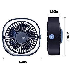 warrita 2024 Upgraded Small USB Desk Fan,3 Speeds Strong Wind, 360° Rotatable, Quiet USB Air Circulator Fan with Anti-slip Pad, Perfect Cooling for Office, Dorm, Camp, Laptop, Library - Navy Blue