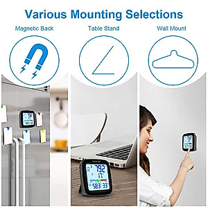 SMARTRO SC92 Professional Indoor Outdoor Thermometer Wireless with 3 Sensors Digital Hygrometer Room Humidity Gauge Temperature and Humidity Meter & Pro Accuracy Calibration