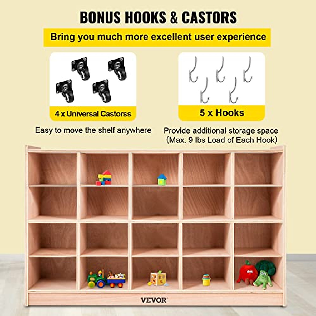 Happybuy 20-Section Cubbies for Classrooms, Cubby Storage Cabinet, Classroom Cubbies, Compartment Storage Cabinet, Classroom Furniture for Home, School, Kindergarten