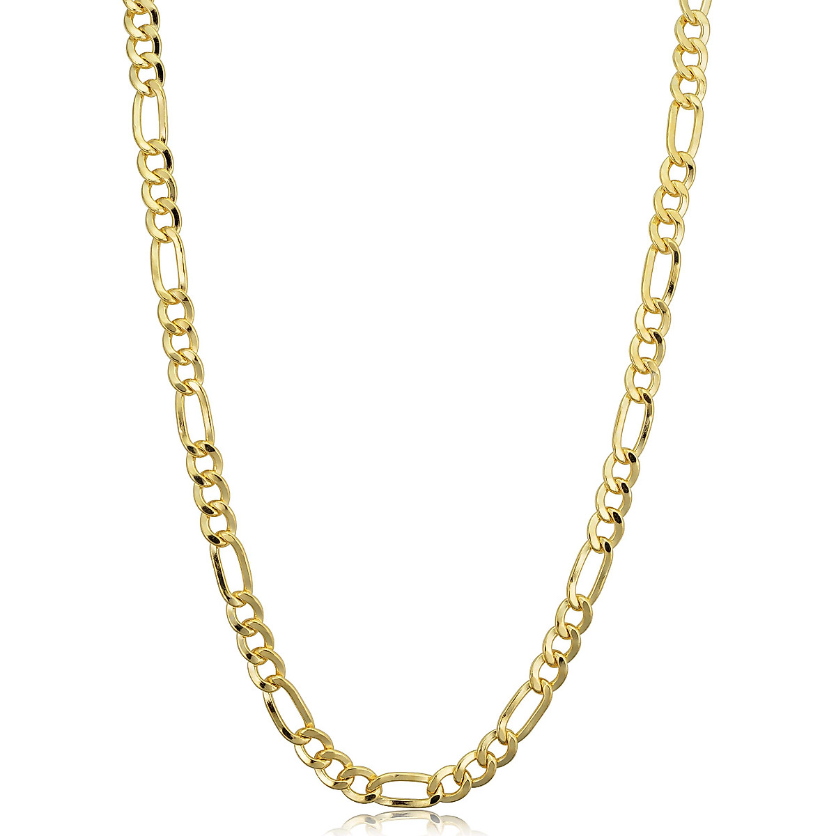 Kooljewelry 14k Yellow Gold Filled Solid Figaro Link Chain Necklace (4.35 mm, 20 inch)