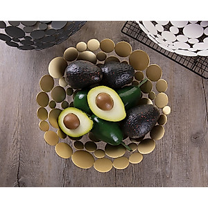 IBWell Decor Metal Fruit Bowl, Modern Kitchen Fruit Basket, Large Round Kitchen Basket, for Fruit, Vegetable, Bread, Candy and Nut - Gold