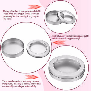 TecUnite 4 oz Metal Tin Cans Round Tin Containers Empty Cans with Clear Top Lid Spice for Kitchen Office Candles Candies and Gifts Holding(48 Pieces)