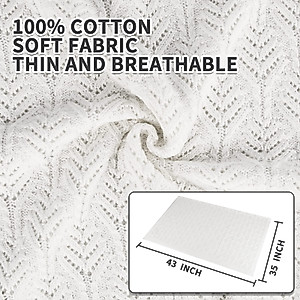 Knitted Baby Blanket White 100% Cotton Crochet Knit Cellular Breathable Soft Baby Blankets for Toddler Newborn Boy Girls 43x35 Inch