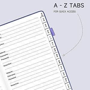 Password Book with Alphabetical Tabs – Hardcover Internet Address & Password Organizer – Password Keeper Notebook for Computer & Website – 5.2 x 7.6" Log-in Password Journal w/ Thick Paper (Lavender)