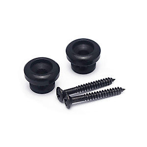 Metallor Guitar Strap Buttons Mushrooms Head Guitar End Pins Strap Locks with Mounting Screws for Acoustic Electric Guitar or Bass Ukulele Set of 2Pcs Black.