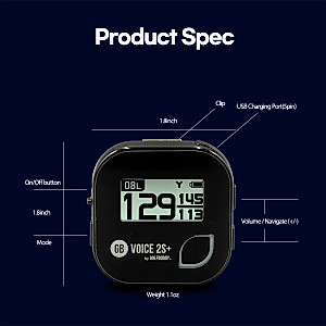 GOLFBUDDY Voice 2S+ Talking GPS Rangefinder, Clip on Hat Golf Navigation, Slope Mode on/Off, 18 Hours Battery Life, Shot Distance Measurement, Preloaded with 40,000 Courses Worldwide (Black)