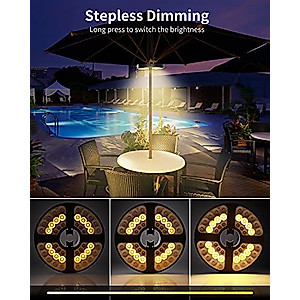 Patio Umbrella Lights, Rechargeable Umbrella Light 48 LED Lights 3 Modes Cordless Umbrella Pole Light for Patio Umbrellas, Camping Tents and Other Outdoor Use