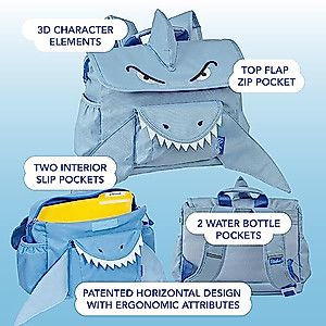 Bixbee Kids Backpack, Blue Shark Backpack for Boys & Girls, Water Resistant Backpack with Pockets, Durable Zippers & Easy Carry Design - Perfect Size Children's Bookbag for School.