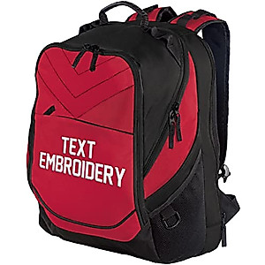 TEEAMORE Custom Travel Laptop Backpack Add Your Embroidered Text Computer Water Resistant Bag Chili Red Black