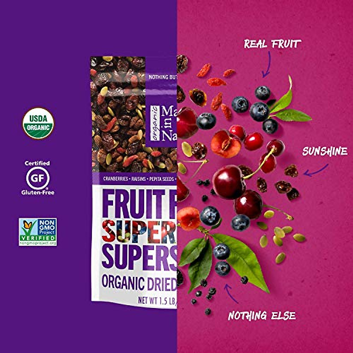 Made In Nature Superberry Fruit Fusion, 24 oz - Organic Fruit and Nut Trail Mix