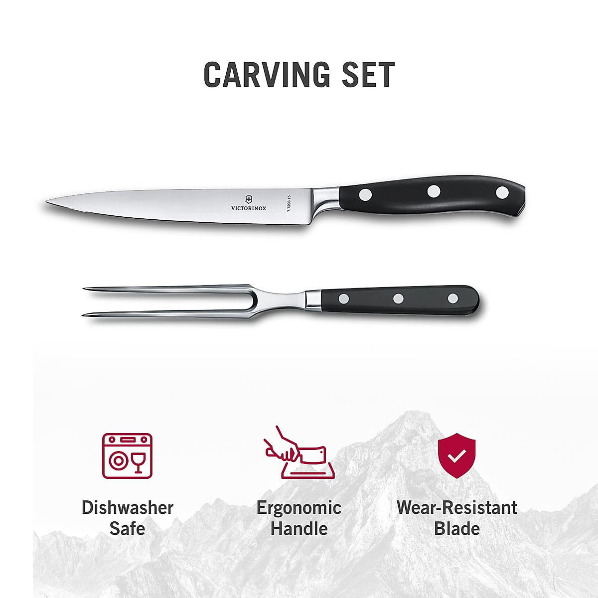 Victorinox Grand Maitre Carving Set - Knife Set for Kitchen Accessories - Includes Cooking Knife & Carving Fork - Premium Kitchen Utensils - 2-Piece Set