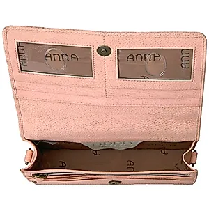 Anna by Anuschka Women’s Hand-Painted Genuine Leather Two Fold Wallet On a String - Vintage Garden