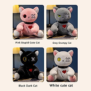 Crazy Rabbit Plush,Cute Dreadful Bunny Stuffed Animal Long-Eared Standing Toy, Adorable Easter Anxiety Rabbit Plushie Birthday Gift for Kids Adults (Unhappy White, 25cm)