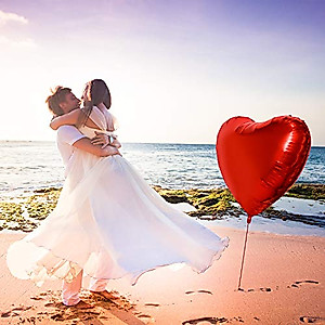 4 Pieces 32 Inches Large Heart Shaped Balloons Huge Red Foil Balloons Valentine's Day Love Balloons for Wedding Engagement Anniversary Party Favor Decorations