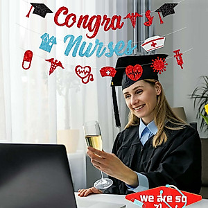 Congrats Nurse Banner Nurse Glitter Graduation Banner Party Decorations Class of 2024 Congrats RN BSN Congrats Nurse Grad Party Decor Garland Nursing School Graduate Favors