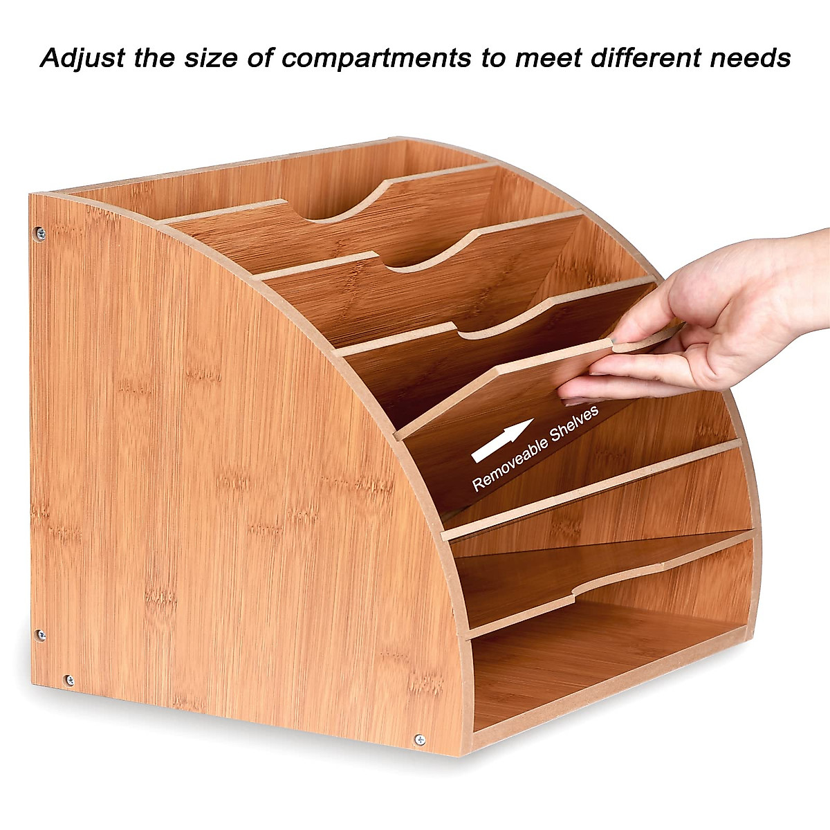 Office File Organizer for Desk, 7 Tiers Letter Mail Paper Sorter, Desktop Document File Holder with Adjustable Shelves, DIY Compartments Mail Letter Tray Notebook Storage Rack